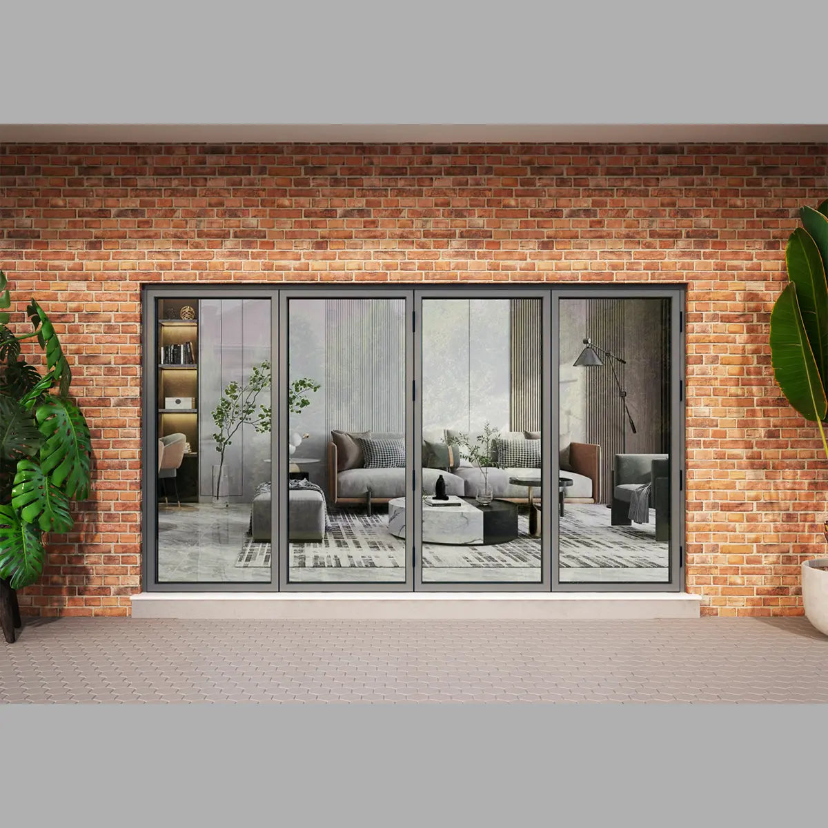 4.8m x 2.1m Aluminium Bifold Door With Blinds (4 Panel) — Prime Aluminium
