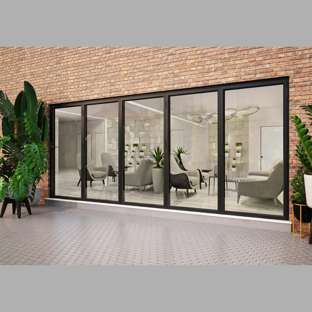 Black 4.8m x 2.1m Aluminium Bifold Door (5 Panel) — Prime Aluminium